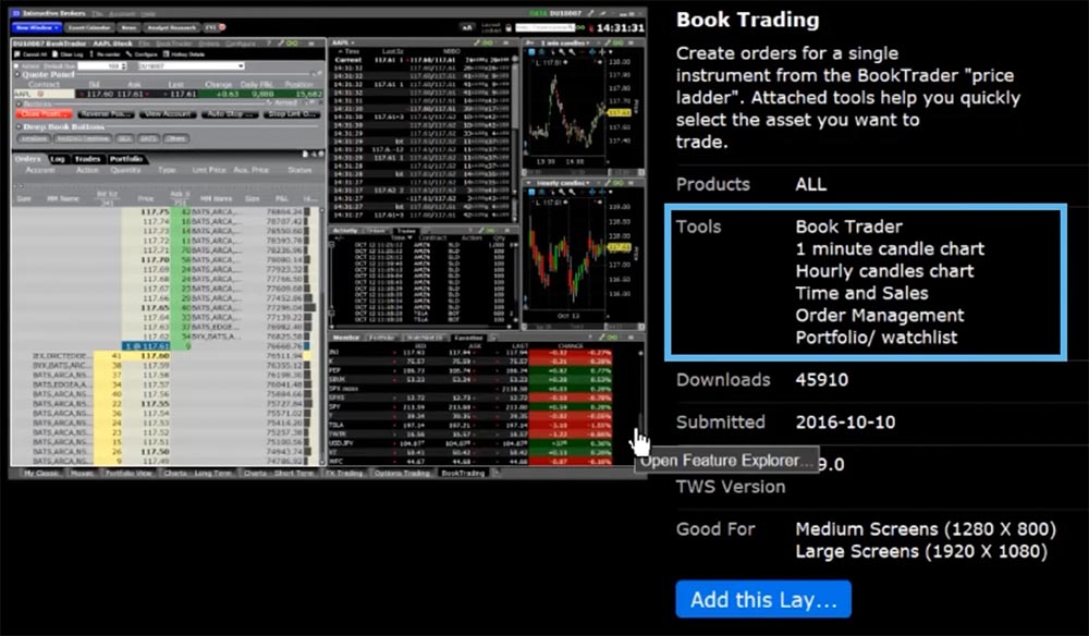 Layout Library Screens for Advanced Trading Tools