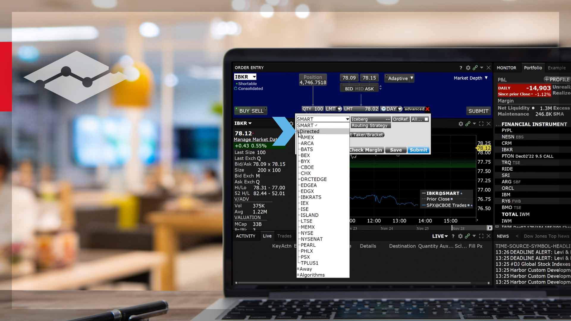 Creating a Direct Routed Order in TWS Mosaic