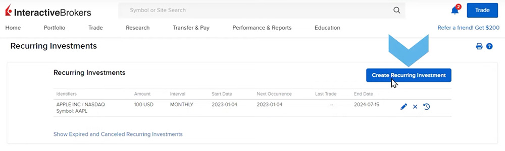 Using IBKR’s Recurring Investments Feature