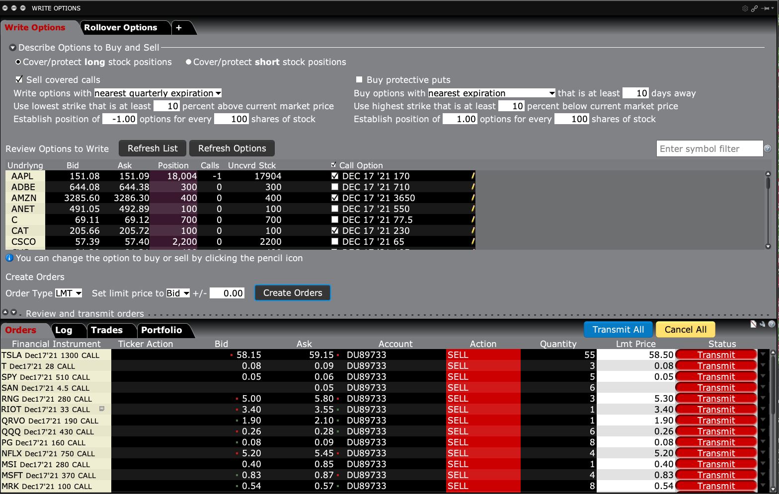 TWS Options Write / Rollover Tool | Trading Lesson