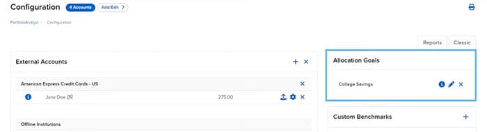 Creating Allocation Goals and Setting Custom Benchmarks
