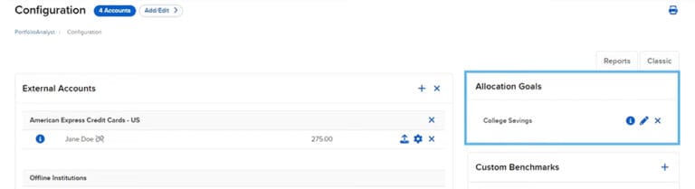 Creating Allocation Goals and Setting Custom Benchmarks