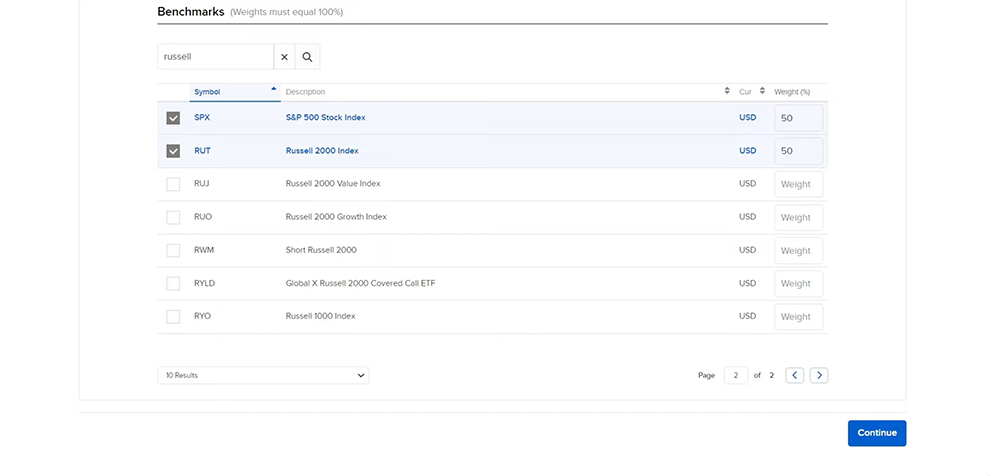 Creating Allocation Goals and Setting Custom Benchmarks