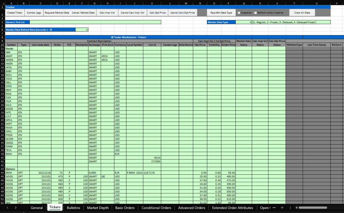 Excel ActiveX | IBKR API | IBKR Campus