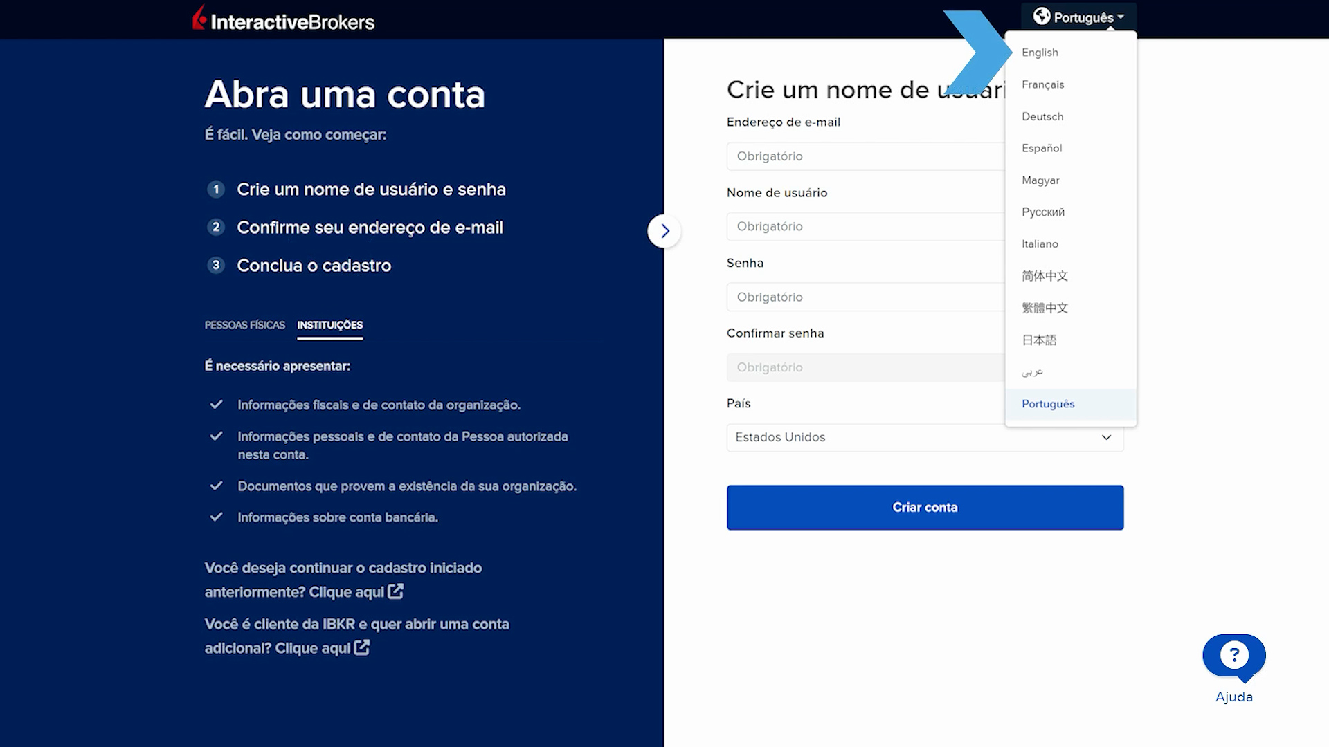 Como abrir uma conta, depositar e retirar recursos