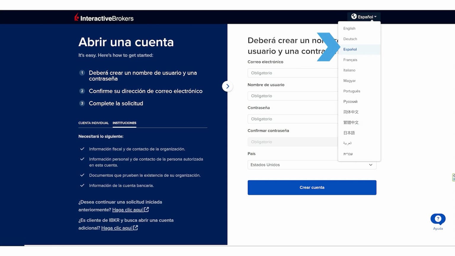 Cómo abrir una cuenta, depositar y retirar fondos.