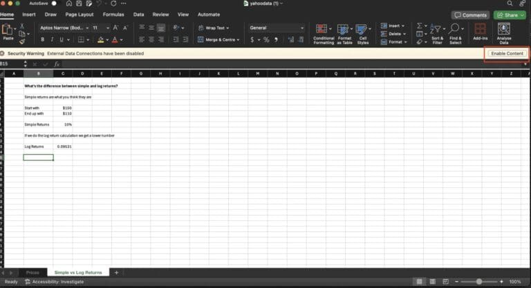 Quick Fix: Yahoo Finance Data Access with Excel | IBKR Quant