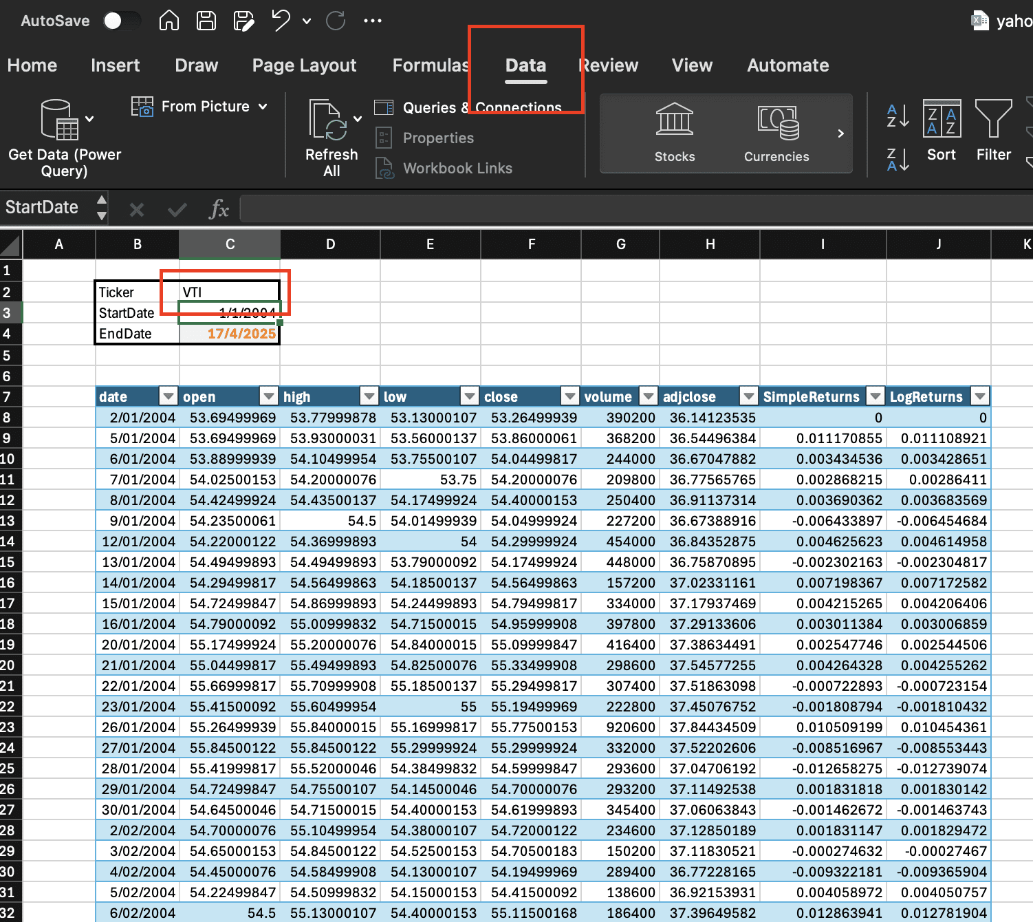 Quick Fix: Yahoo Finance Data Access with Excel | IBKR Quant