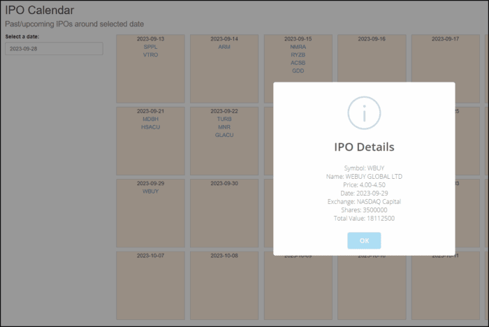 A Free Interactive IPO Calendar | IBKR Quant